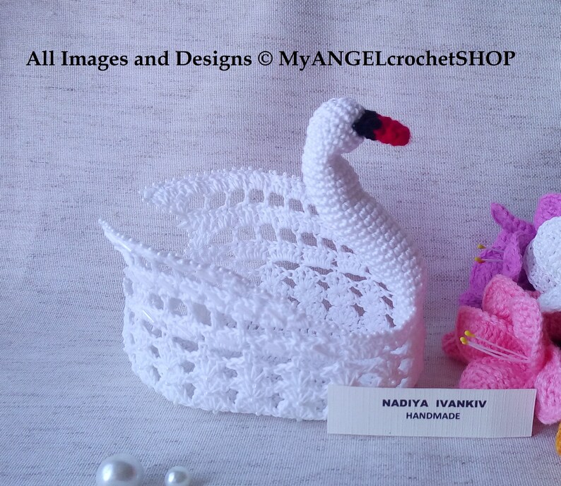 Crochet Swan Pattern Wedding Decor Basket Table Centerpiece - Etsy
