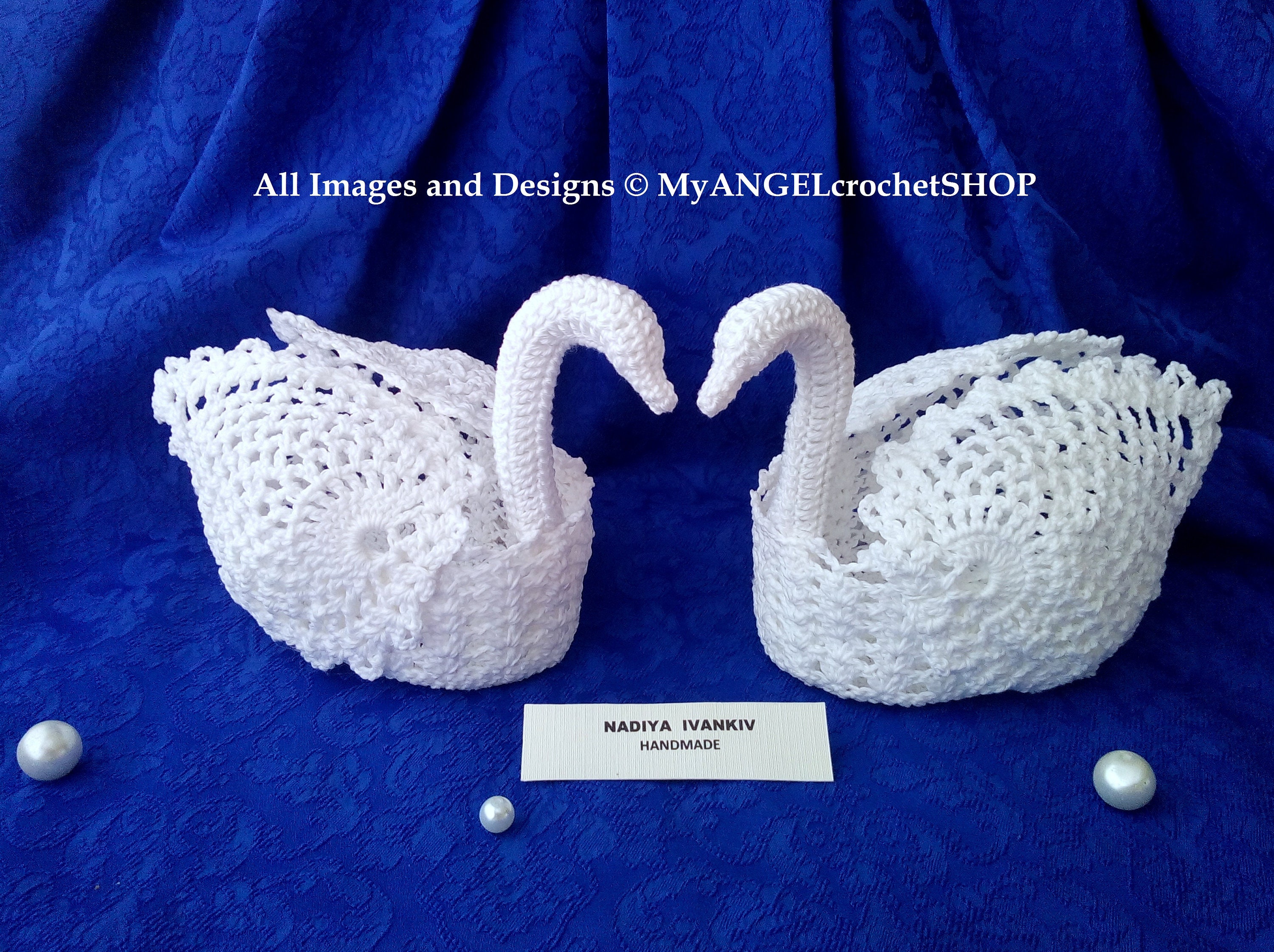 Crochet Swan Pattern Wedding Decor Basket Or Dish Table | Etsy
