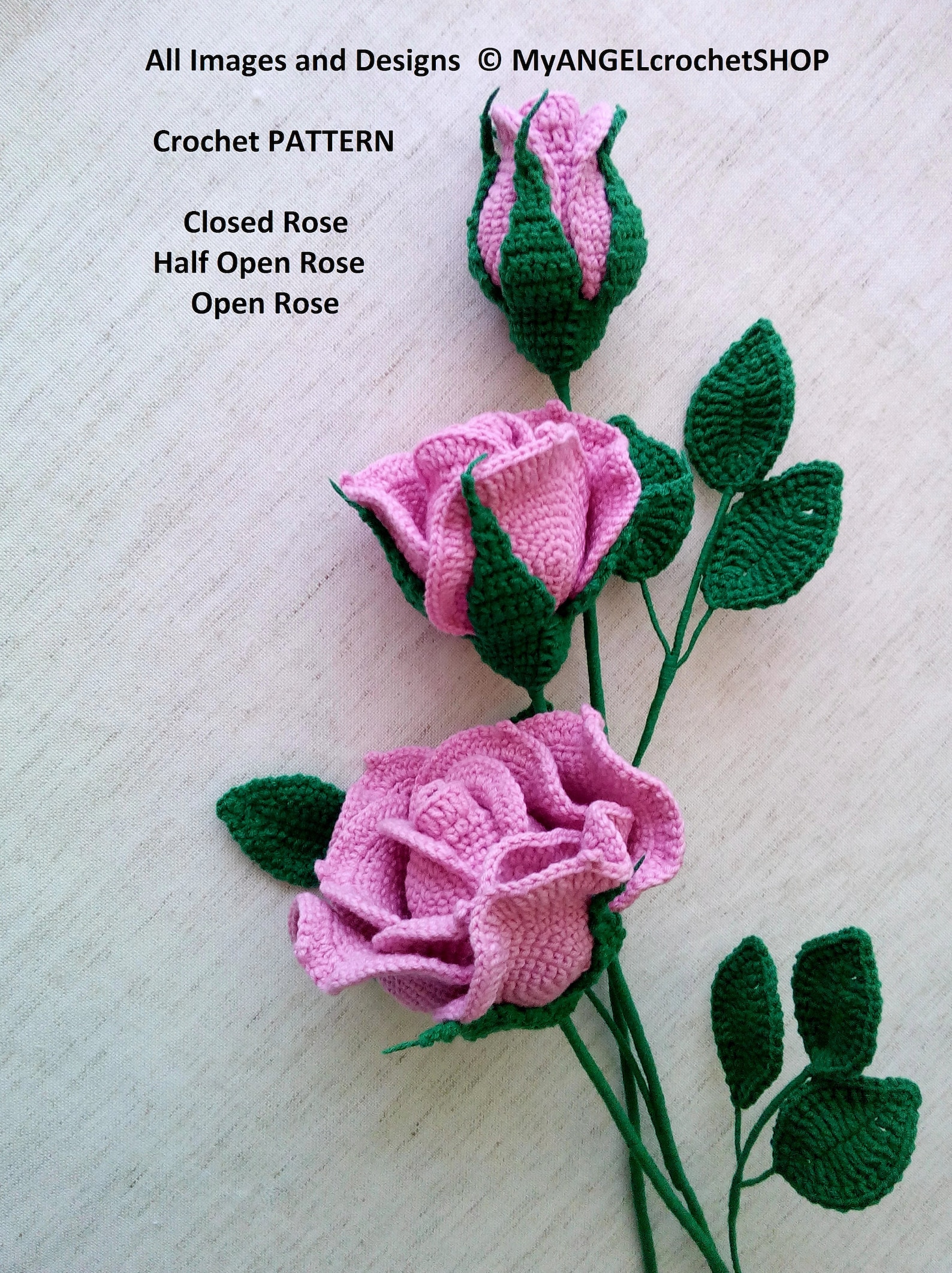 Roses Crochet Pattern 3in1 Close Rose Half Open Rose Open Rose - Etsy