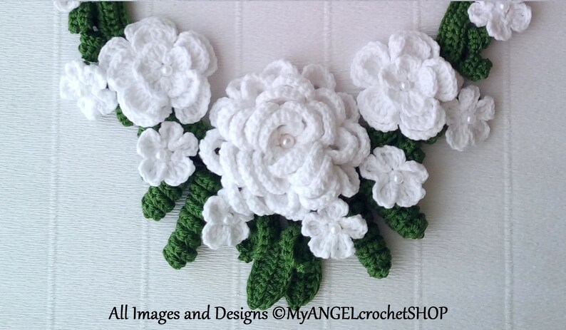 Crochet NECKLACE Pattern Flower Lace Jewelry Photo Tutorial - Etsy