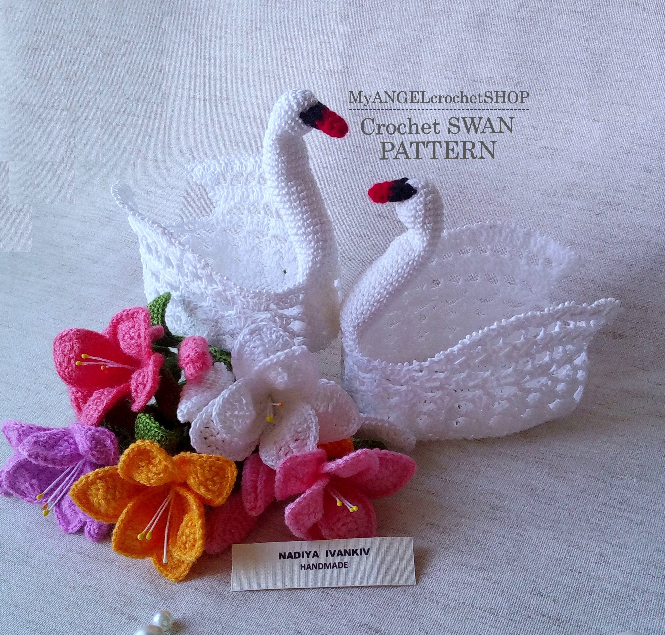 Crochet Swan Pattern Wedding Decor Basket Table Centerpiece - Etsy