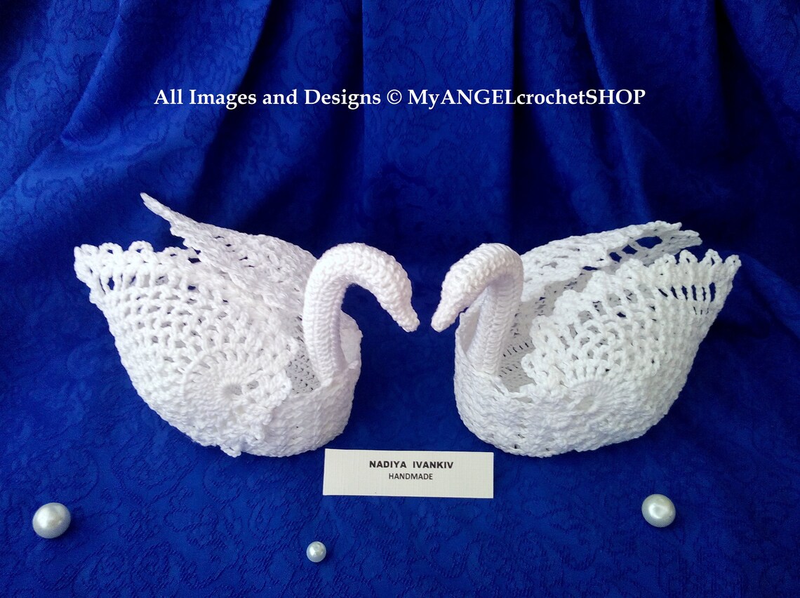 Crochet Swan Pattern Wedding Decor Basket Or Dish Table | Etsy