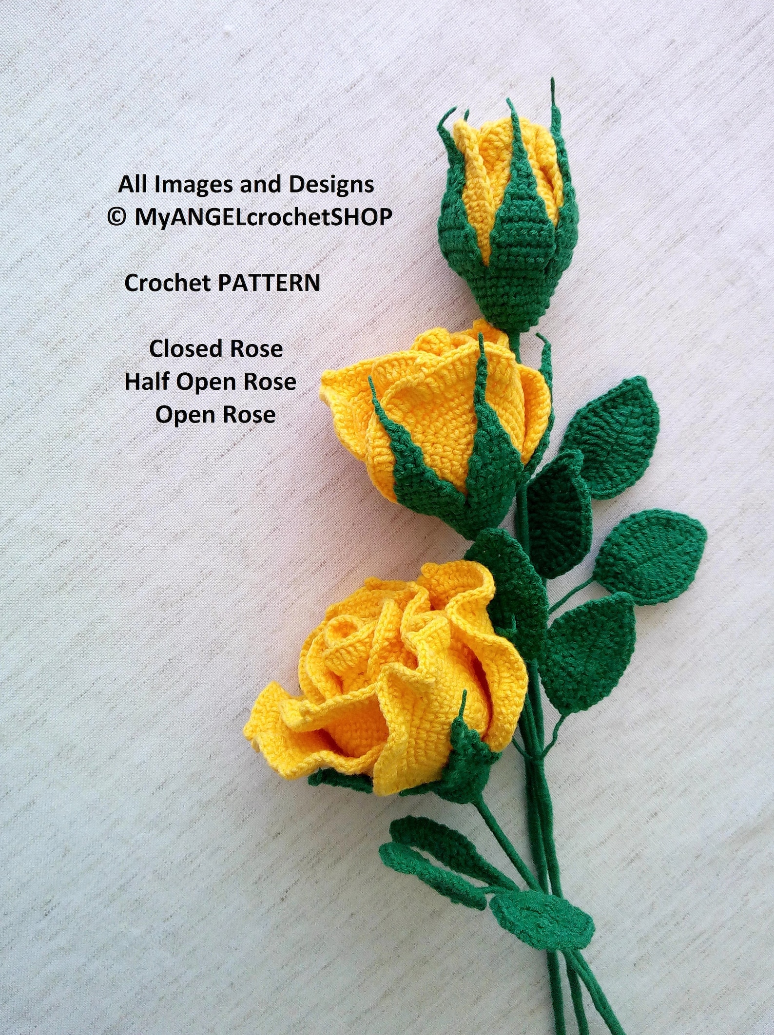 Roses Crochet Pattern 3in1 Close Rose Half Open Rose Open Rose - Etsy ...