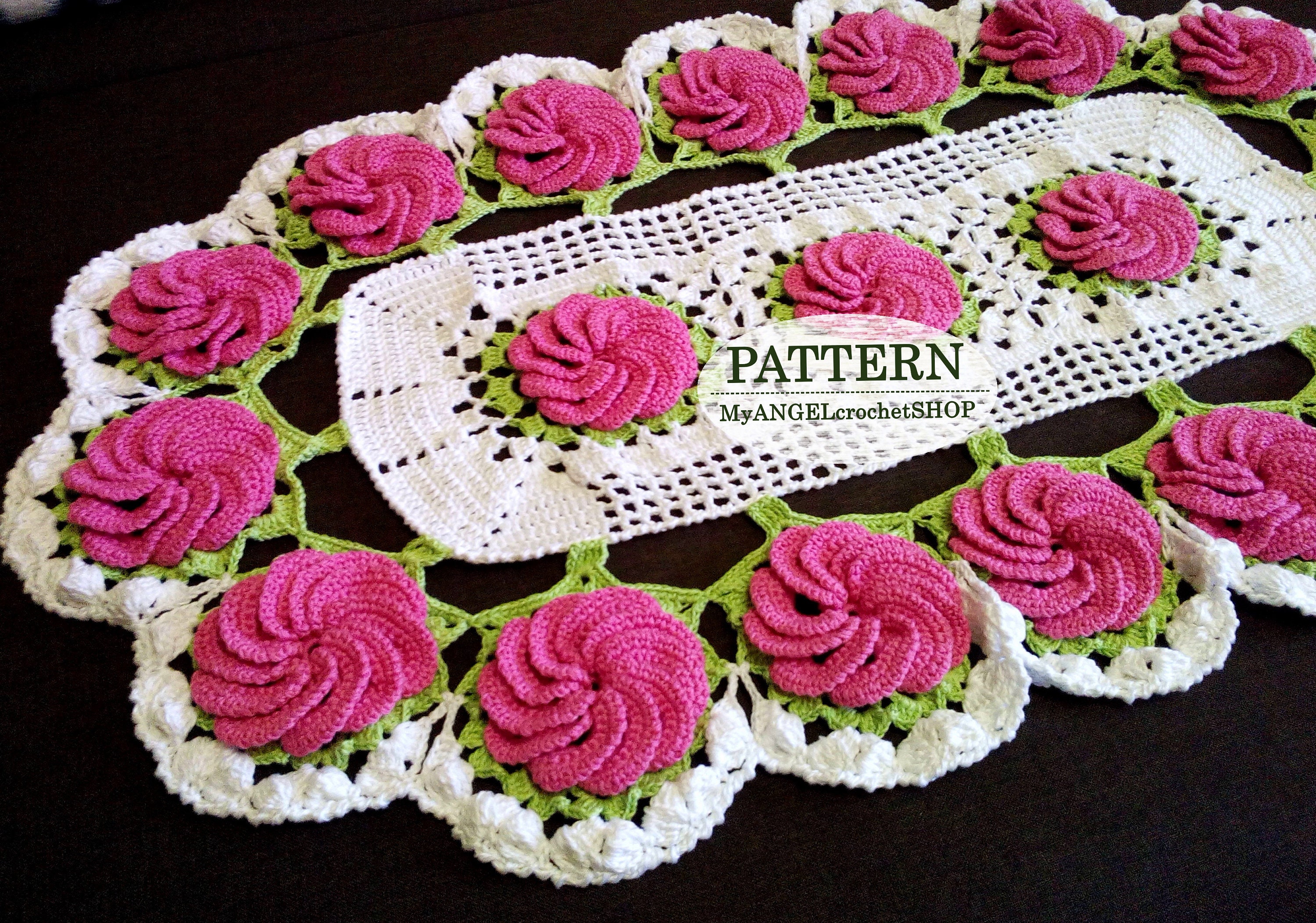 Pattern Crochet Doily Oval Floral Doily Rug With Flower Table - Etsy