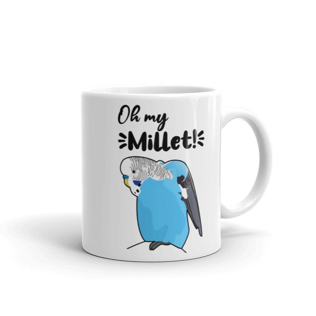 Oh My Millet!, Surprised Blue Parakeet, Funny Talking Budgie Bird Quote ...