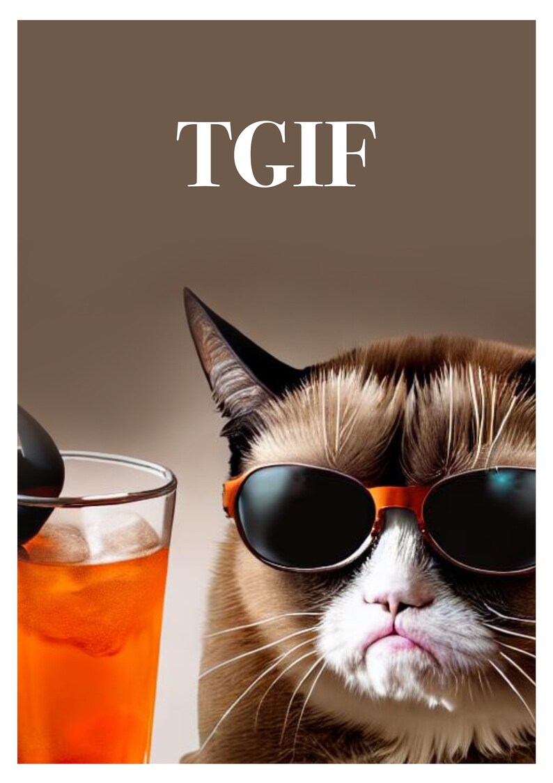 Bad Mood Cat tgif Premium Poster DIN A4 Auf Mattem Papier Lustiges ...
