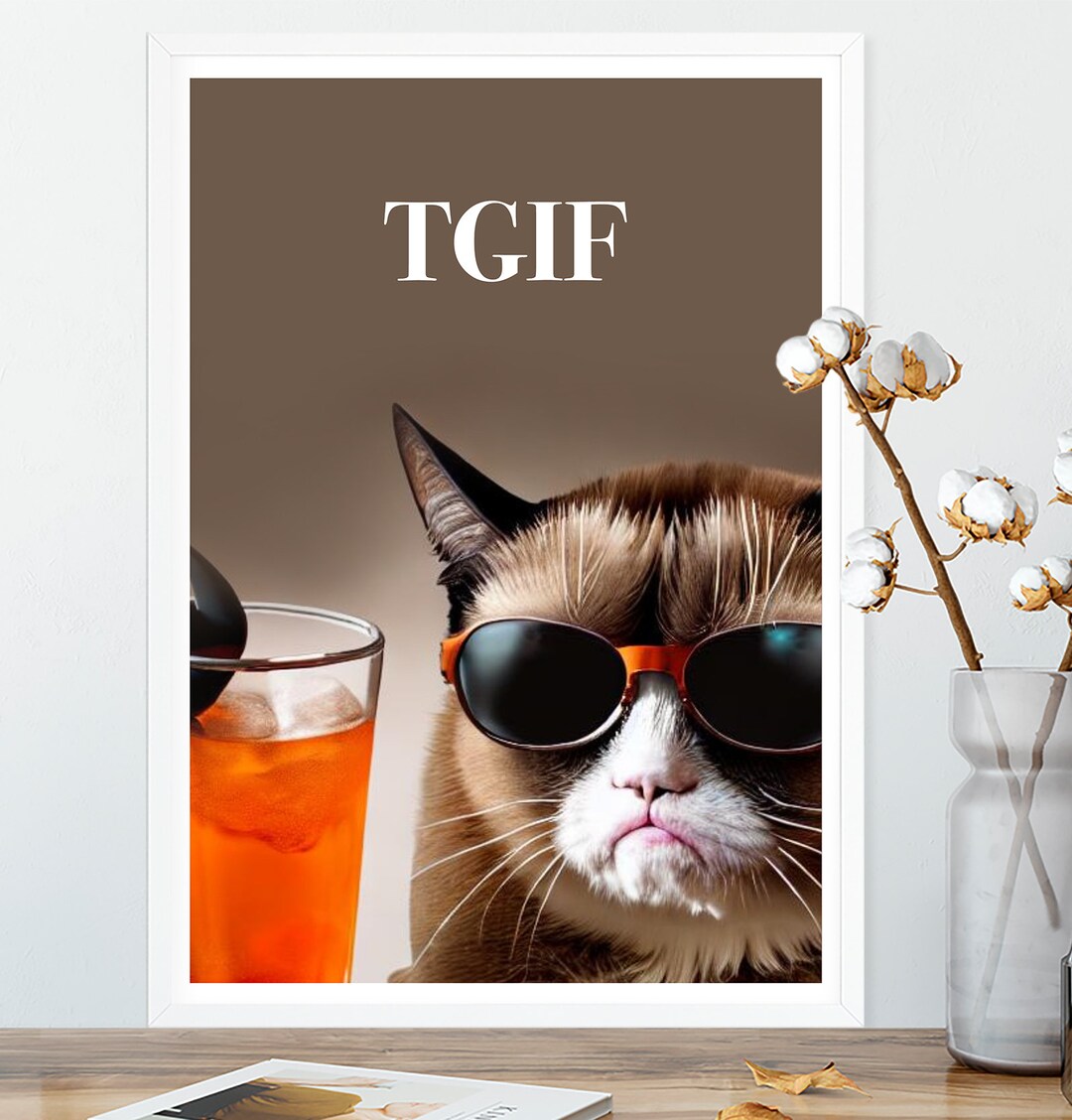 Bad Mood Cat tgif Premium Poster DIN A4 Auf Mattem Papier Lustiges ...