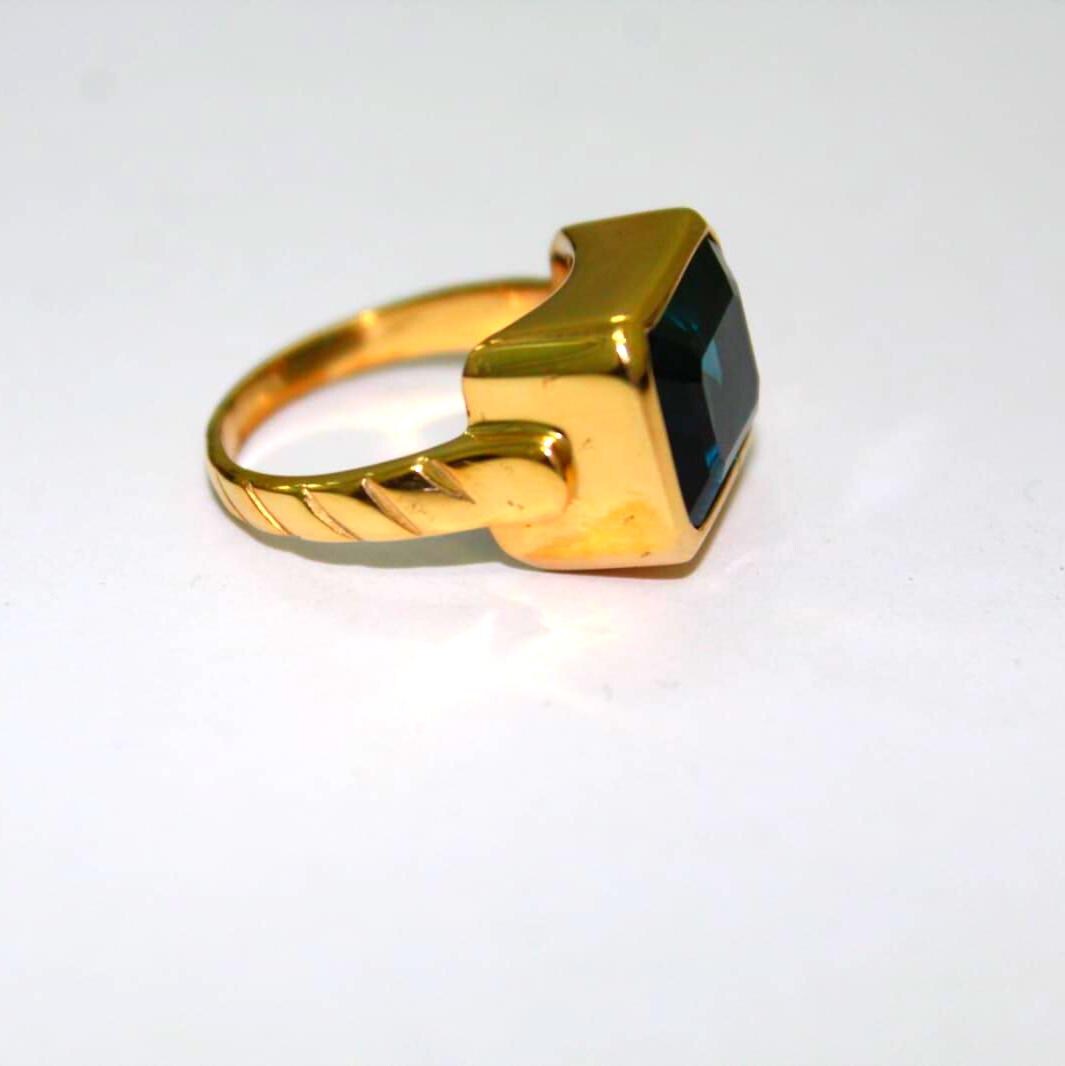 10k Solid Gold London Blue Topaz Engagement Ring: Emerald Cut - Etsy