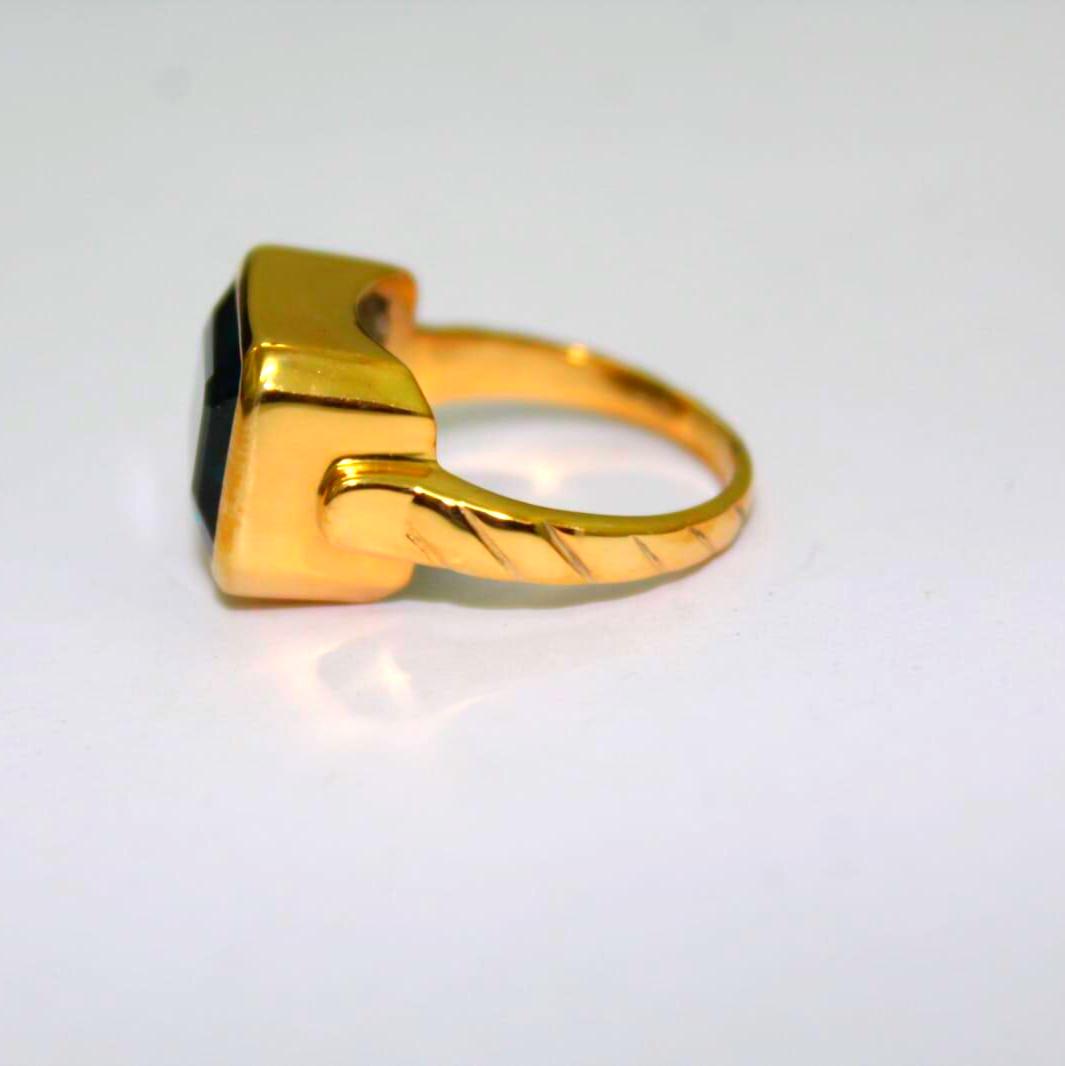 10k Solid Gold London Blue Topaz Engagement Ring: Emerald Cut - Etsy