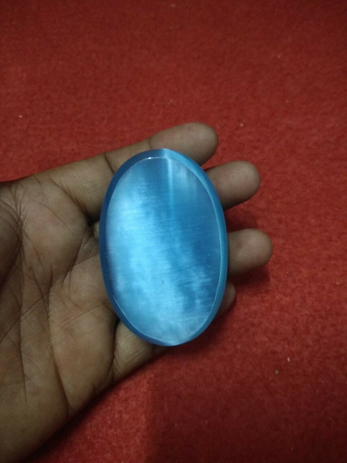 Huge Size Natural Blue Topaz Color Cat's Eye Moonstone Oval Cabochon ...