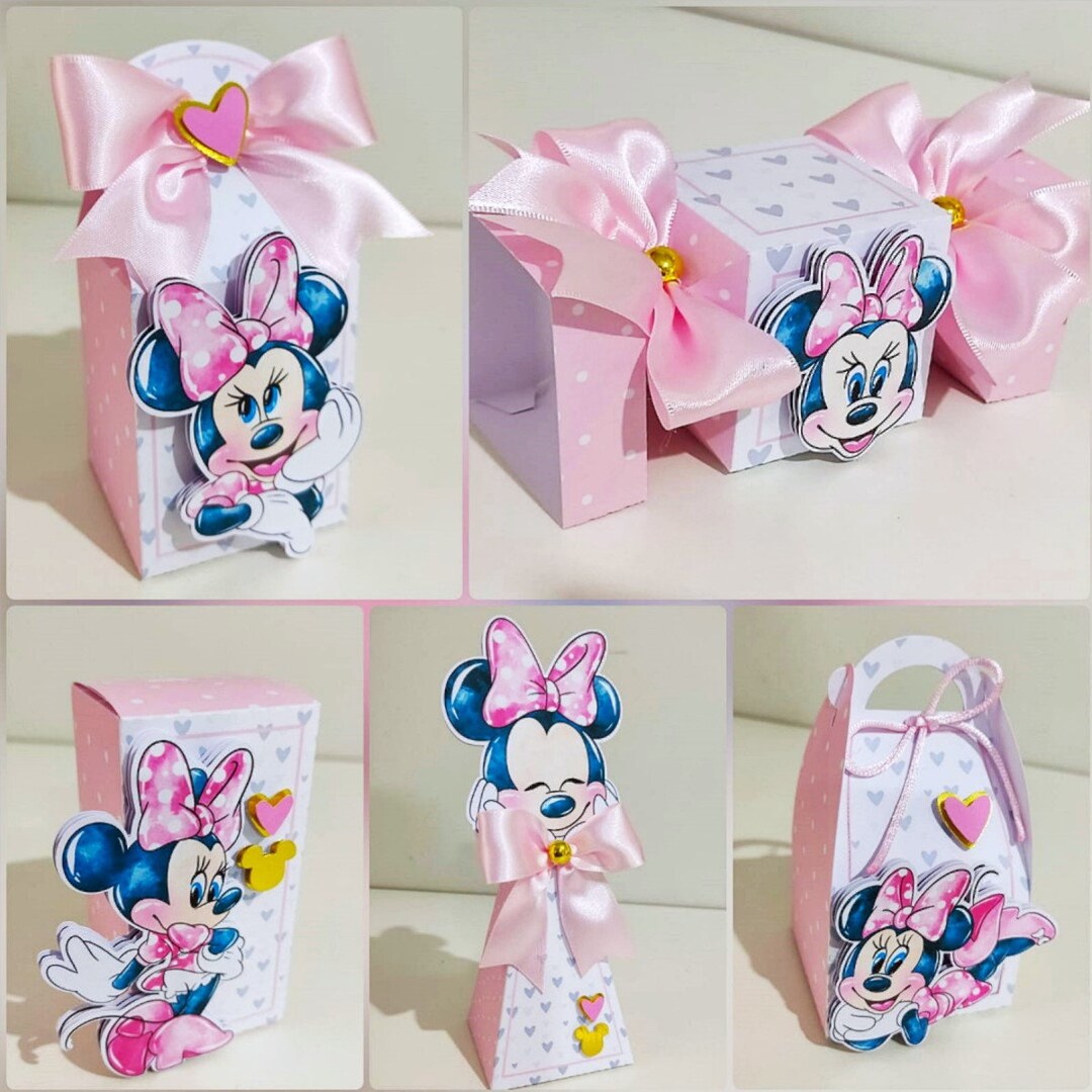 Pink Minnie Mouse Favor Box Personalized Favor Box Minnie Theme Party ...