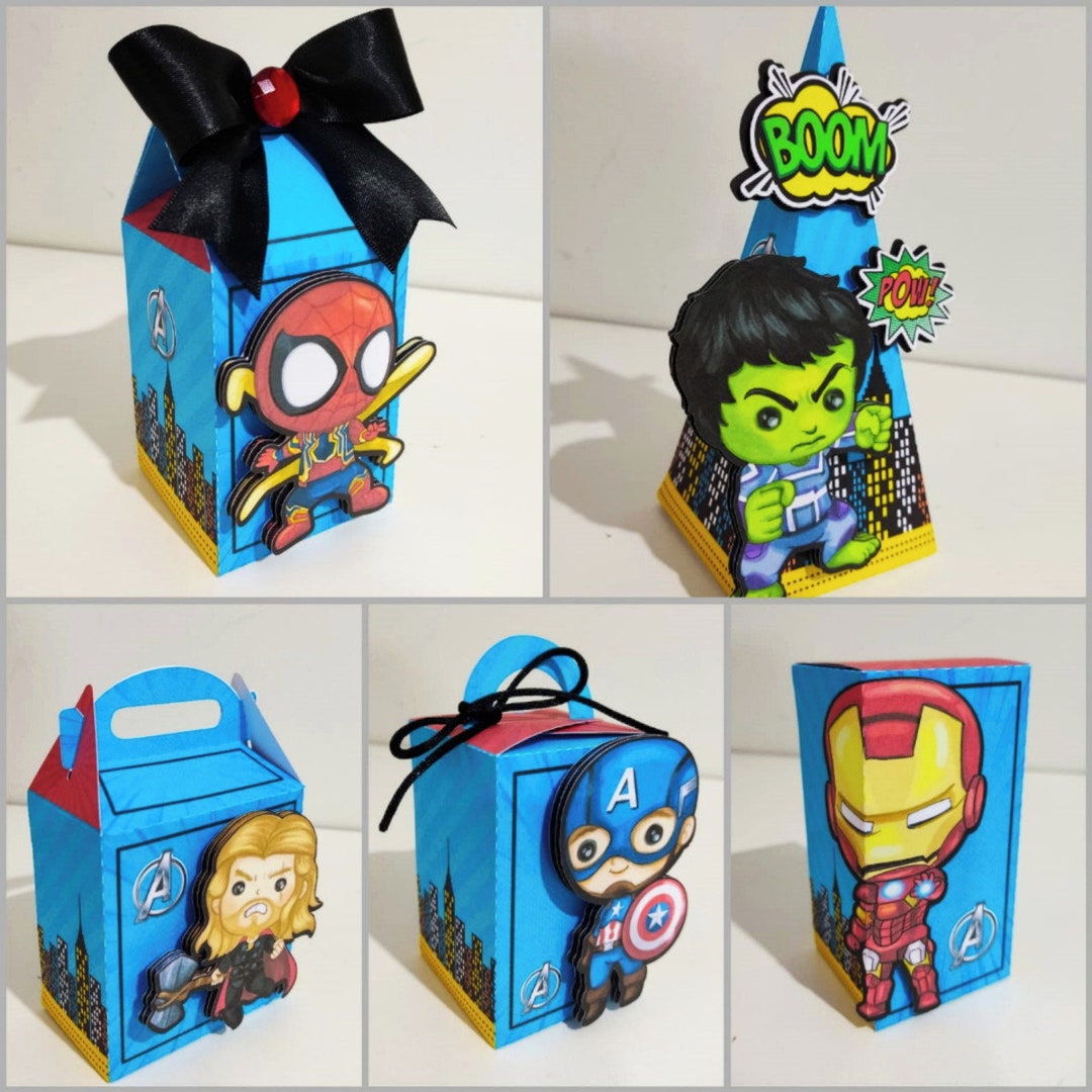 Cute Superhero Party Bundle Favor Box Comic Book Superhero Birthday ...