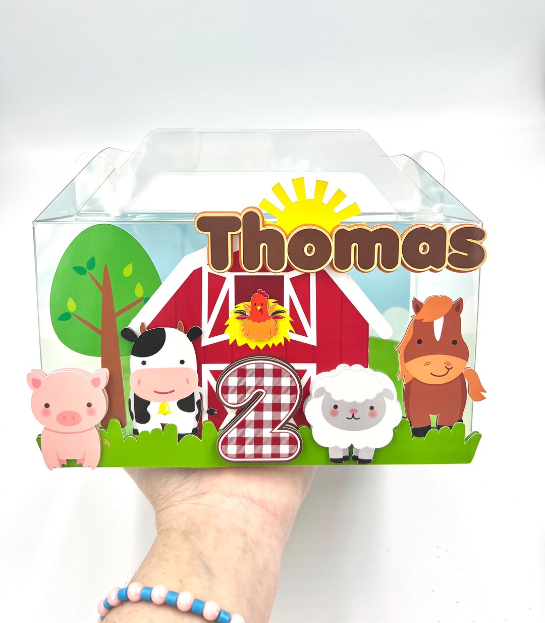 Farm Party Favor, Barn Gable Box, Farm Goodie Bag, Farm Clear Favor Box ...