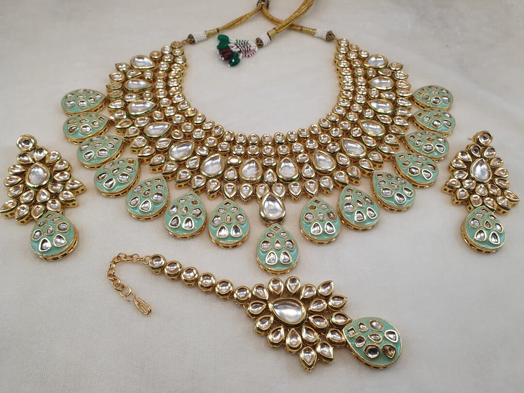 Mint Kundan Choker Set/indian Kundan Set/indian Jewelry/indian Kundan ...
