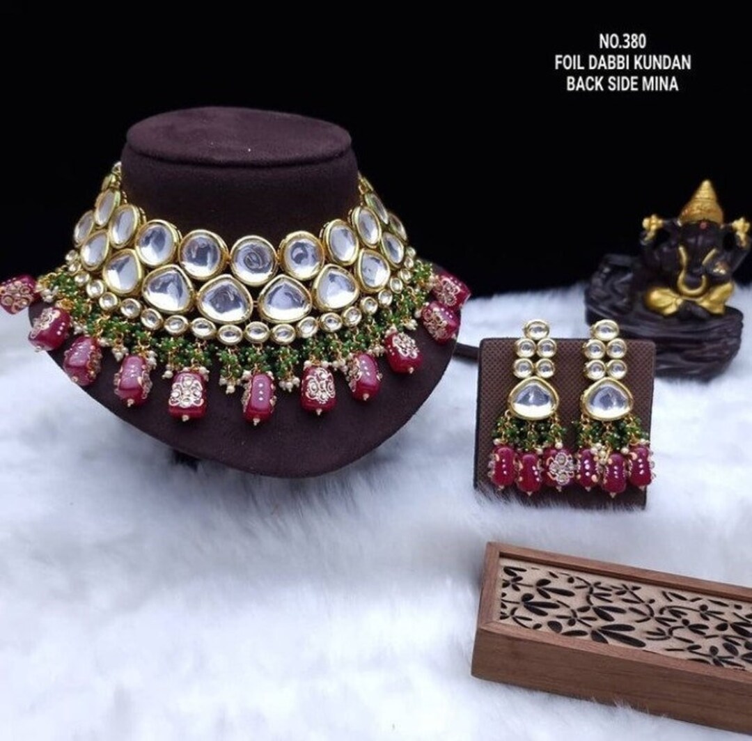 Tanjore Kundan Necklace Set, Simple Kundan Set, Multi Color Kundan Set ...