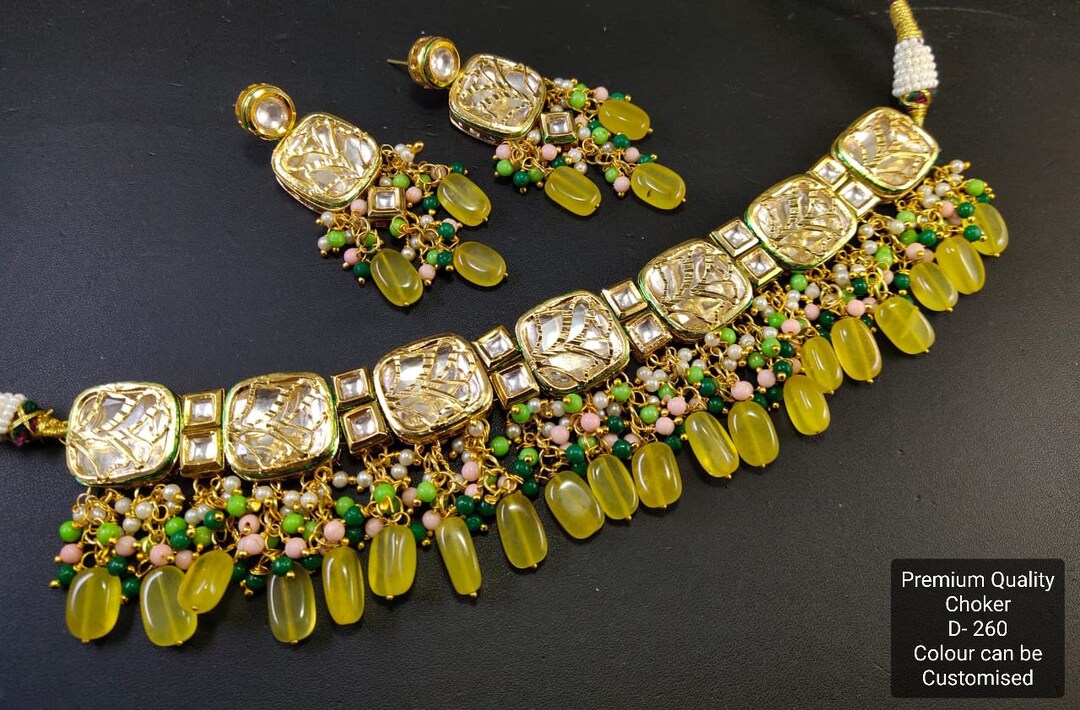Kundan Necklace Set, Simple Kundan Set, Multi Color Kundan Set, Choker ...