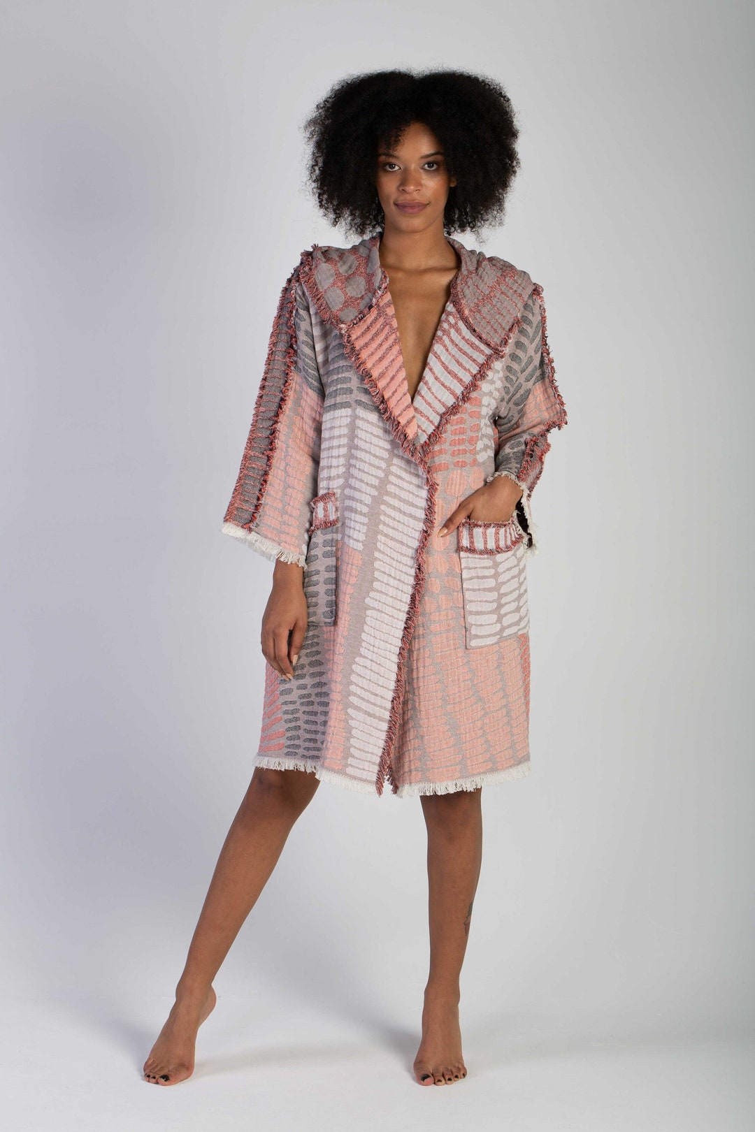 Boho Kimono Bathrobe Beach Cover-up Lightweight Summer Robe Loungewear ...