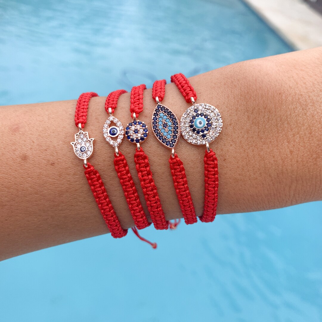 Evil Eye Bracelet Tear Drop Charm Protection Bracelet Red String Hilo Rojo Friendship Bracelet Kabbalah Bracelet Valentines Gift for Her Etsy