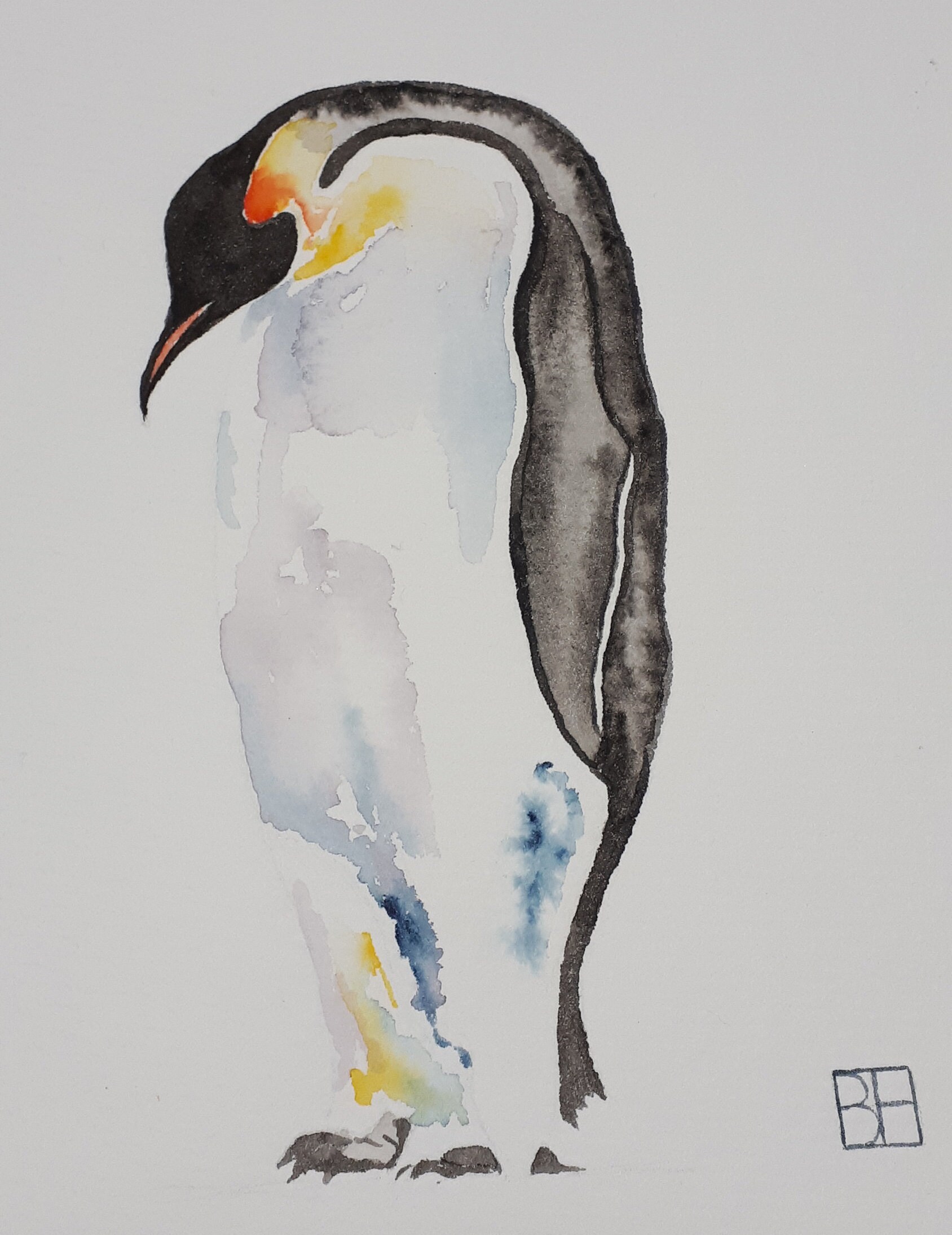 PENGUINS Watercolour Original by Barry Hyam - "the Two of Us" (mounted ...