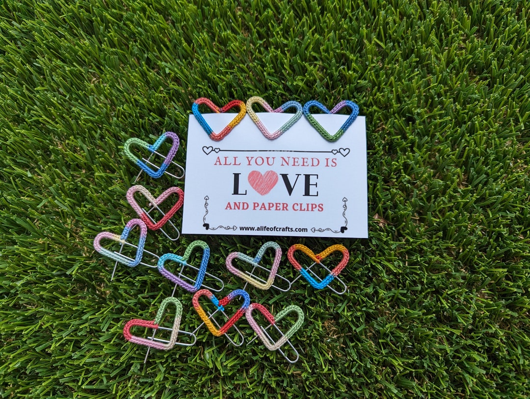 Crochet Mini Paper Clips/tiny Size Heart Paper Clips/planner Paper Clip ...
