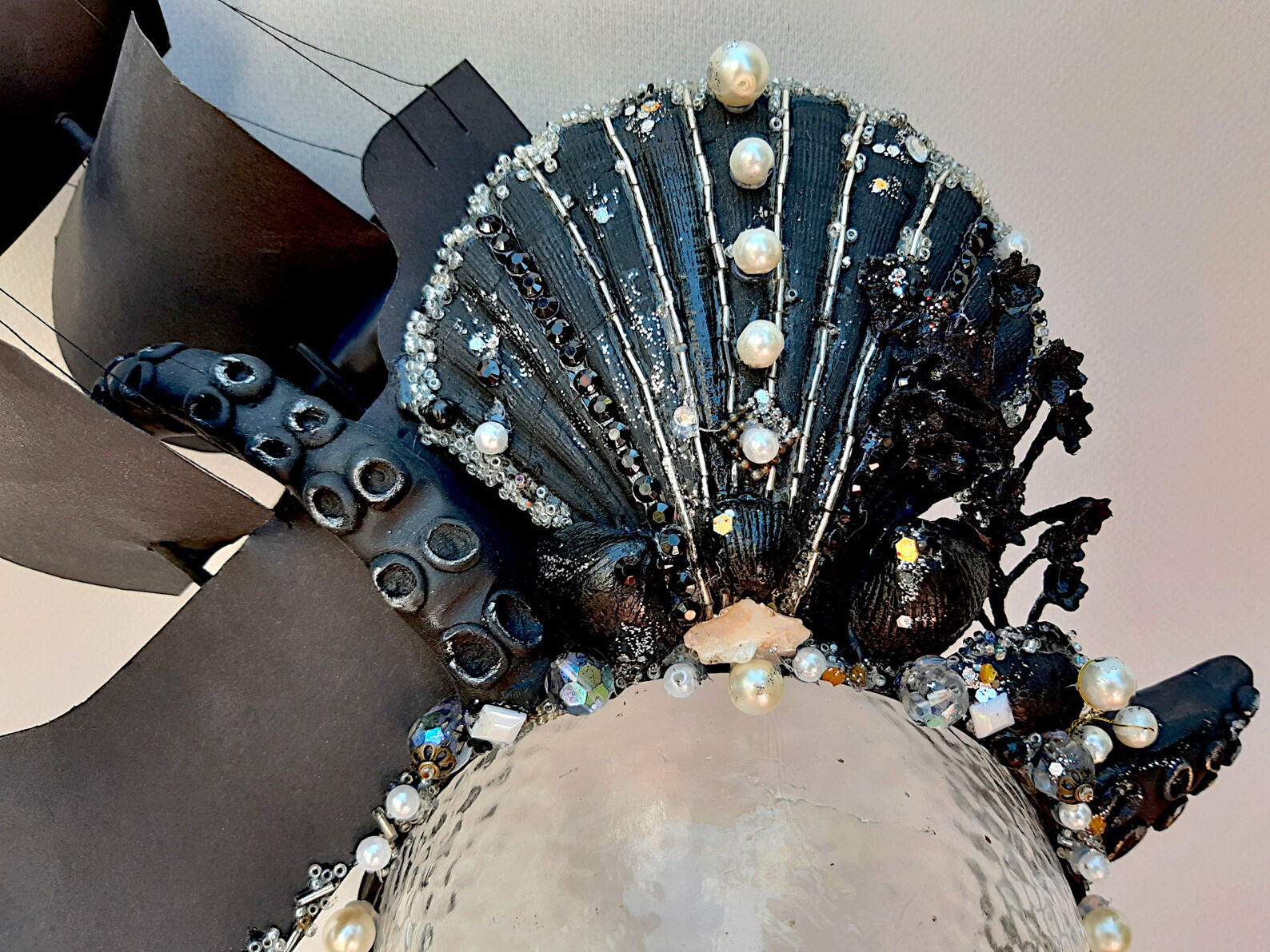 Steampunk Crown Black Pearl: Handmade Headdress Made of Real Shells and ...