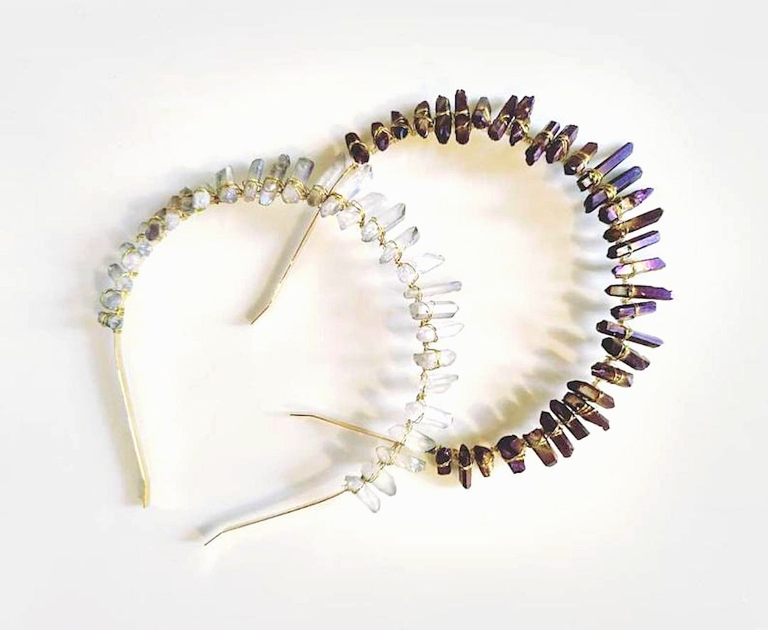 Eclipse: Crown Made of Iridescent Rock Crystal in Rainbow Colours - Etsy