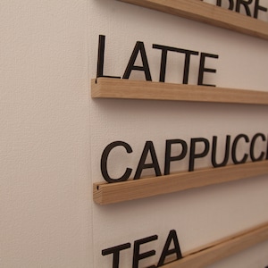 Changeable Wall Mounted Menu Rails, Wooden Cafe Wall Menu, Changeable ...