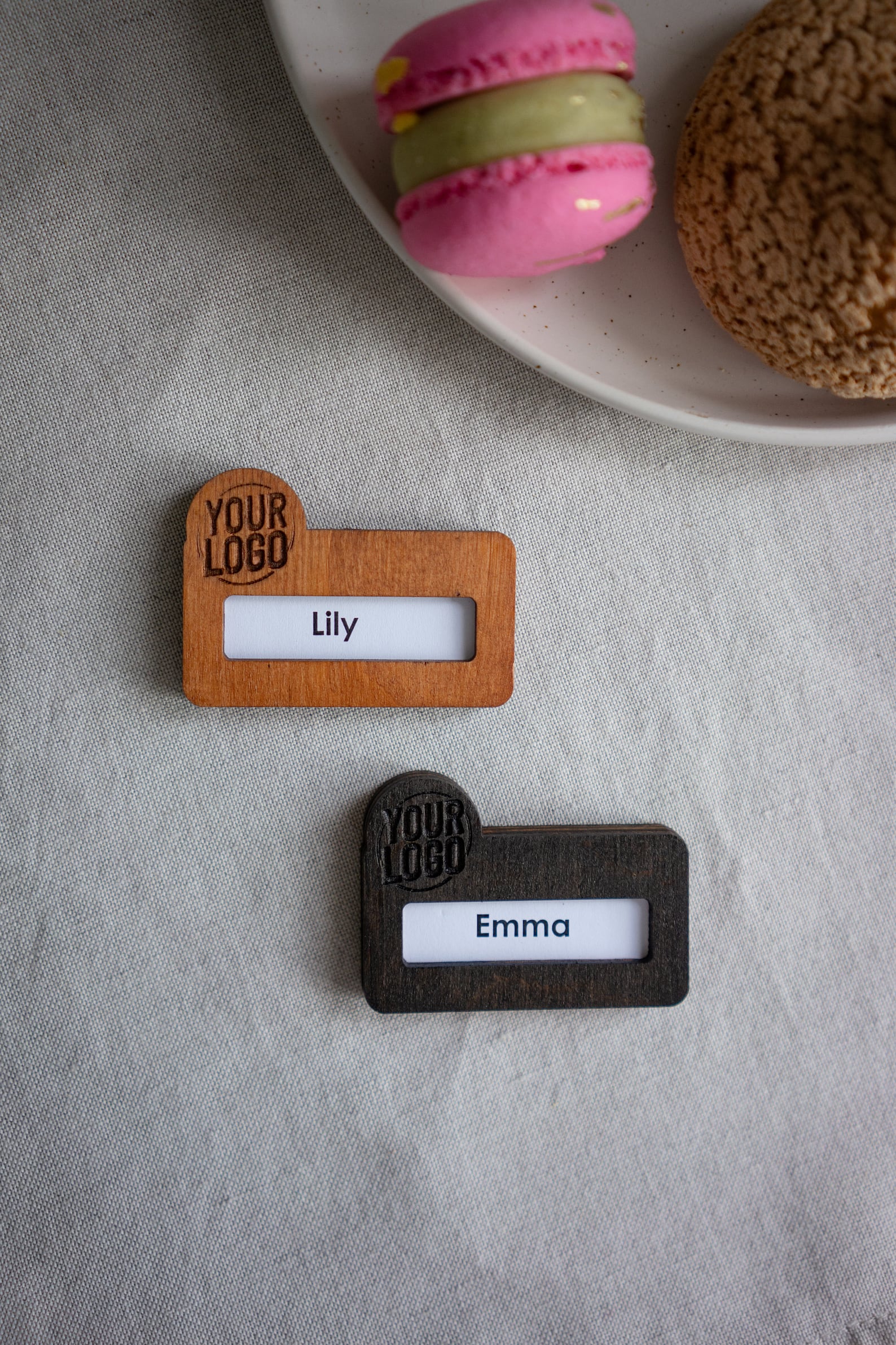 Business Name Tags, Wooden Badge, Cafe Name Badges - Etsy
