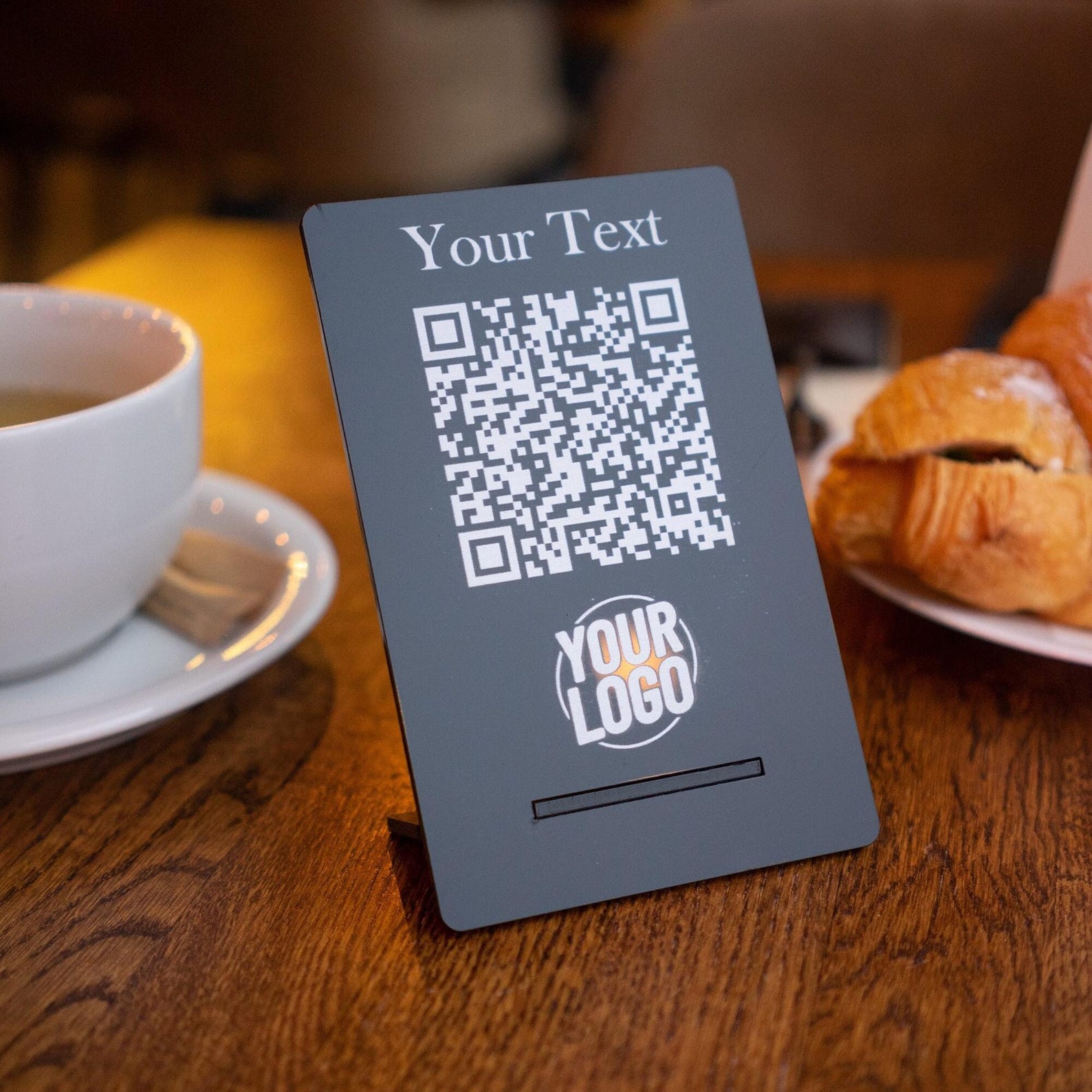 Custom Logo Table Sign, Black Acrylic Qr Code Plaque, Scan to Pay ...