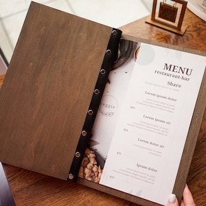 Wood Restaurant Menu, Custom Size Menu Cover, Engraved Menu Cover ...