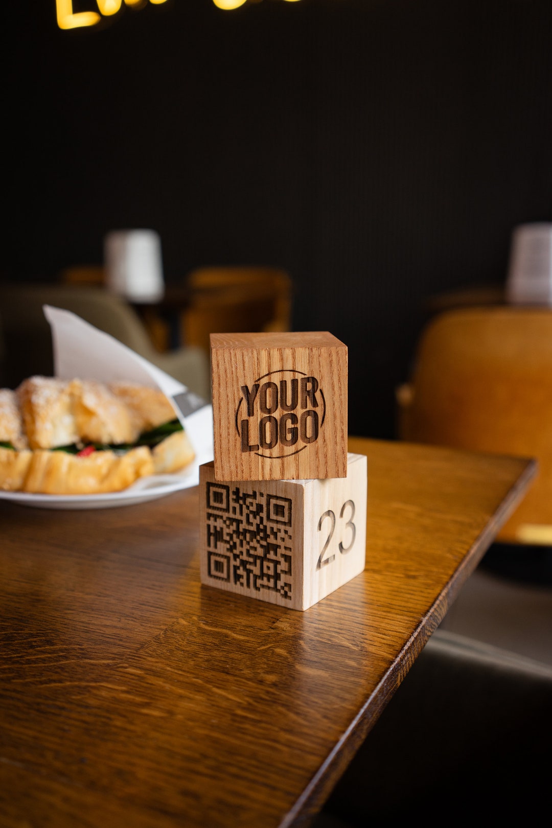 Custom Wooden QR Code Sign, QR Code Menu Sign, Wood Logo Sign, Custom ...