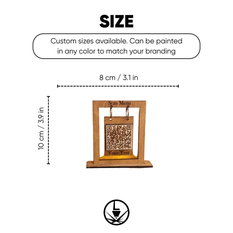 Custom Wooden QR Code Menu Sign, Business Logo Table Plaque, Restaurant ...