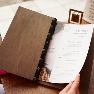 Wood Restaurant Menu, Custom Size Menu Cover, Engraved Menu Cover ...