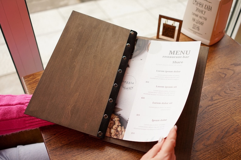 Wood Restaurant Menu, Custom Size Menu Cover, Engraved Menu Cover ...