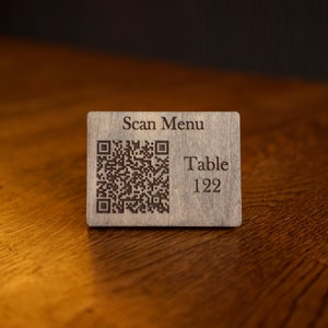 Wooden Qr Code Sign With Table Number, QR Code Menu, QR Code Menu Sign With Custom QR Code and ...
