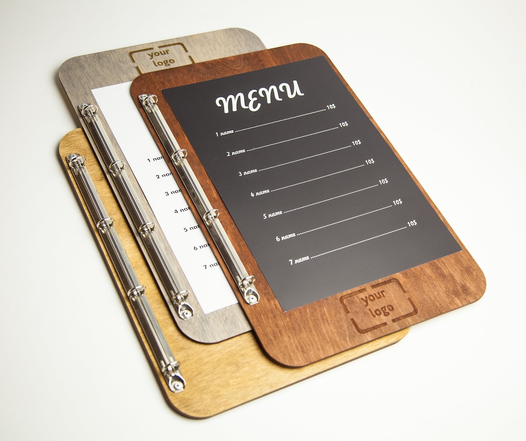 Wooden Menu Folder With Free Personalization, Trendy Bar Menu Holder ...