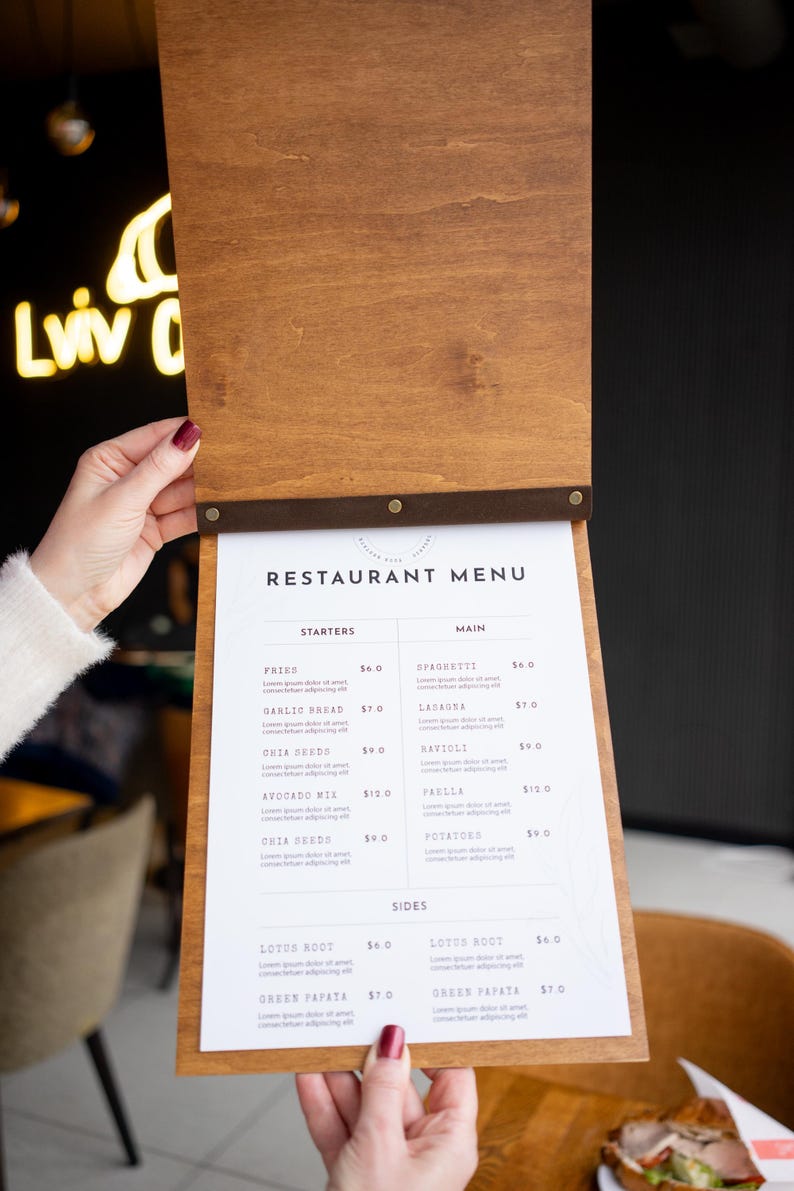Wooden Menu Board for Restaurant or Bar, Custom Wedding Cocktail Menu ...