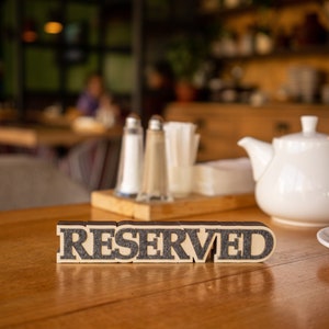 Custom Wooden Reserved Table Sign for Cafes, Restaurants, Hotels With ...