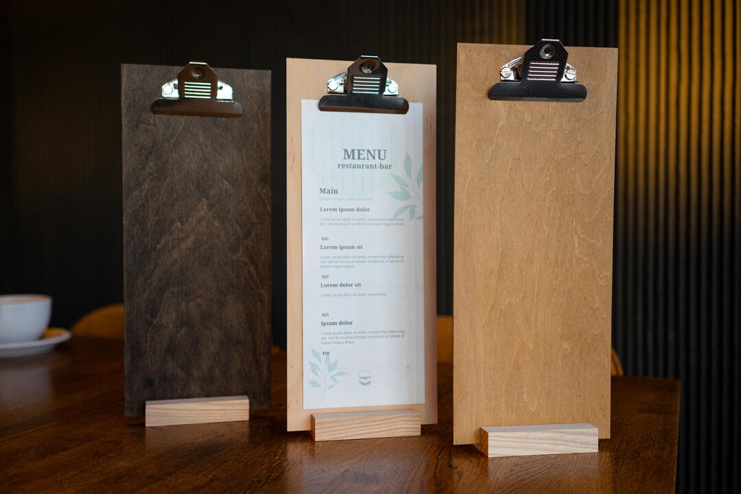 Wooden Table Tent, Table Stand Menu, Display Stand FREE ENGRAVING - Etsy