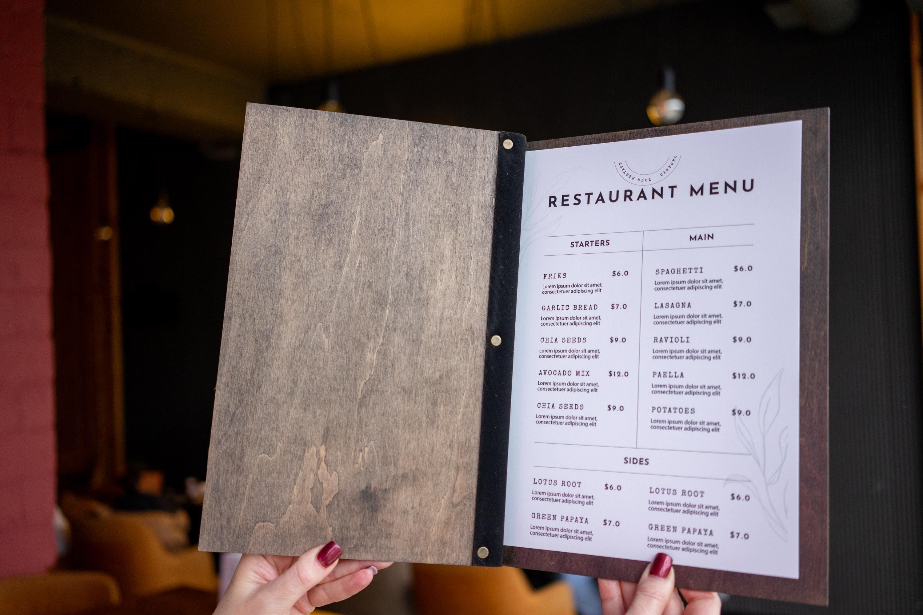 Personalized Restaurant Menu, Wood Restaurant Menu, Custom Size Menu ...