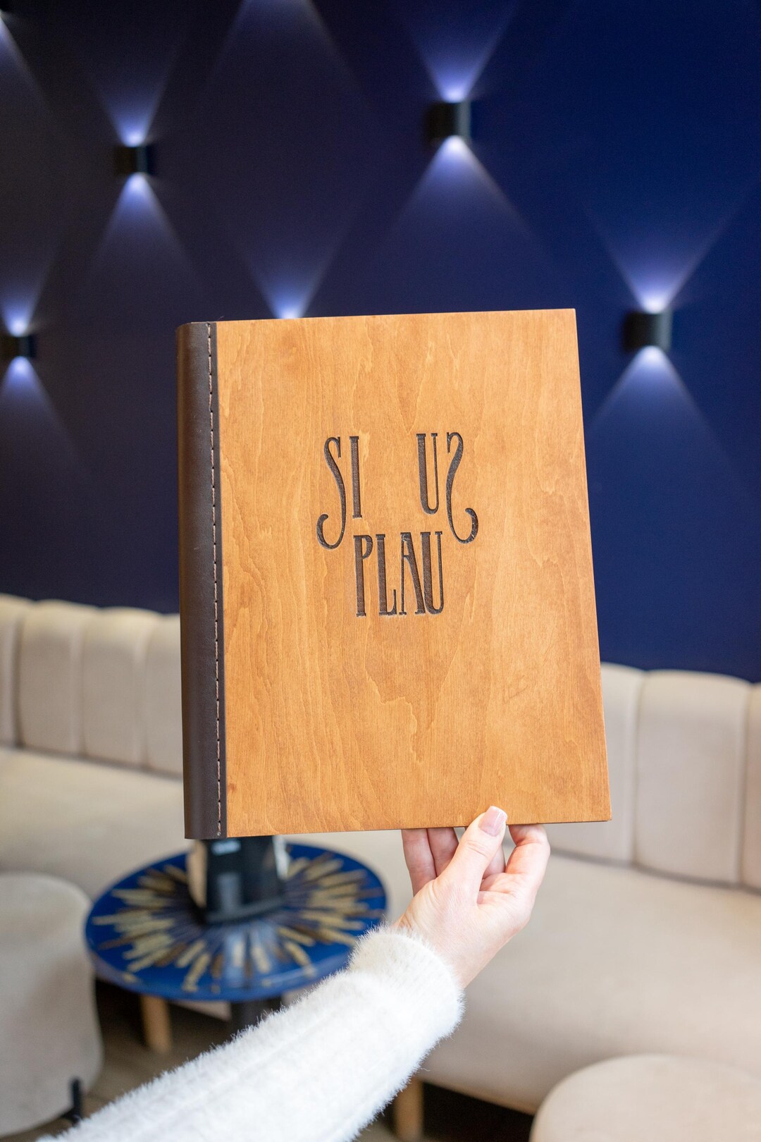 Wooden Restaurant Menu Board, Custom Menu Holder & Cover, Cafe Table ...