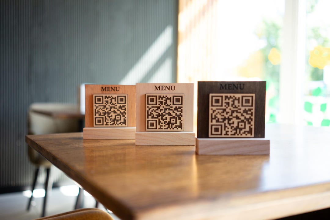 QR Code Menu, QR Code Menu Sign, Wooden Qr Cod Sign - Etsy