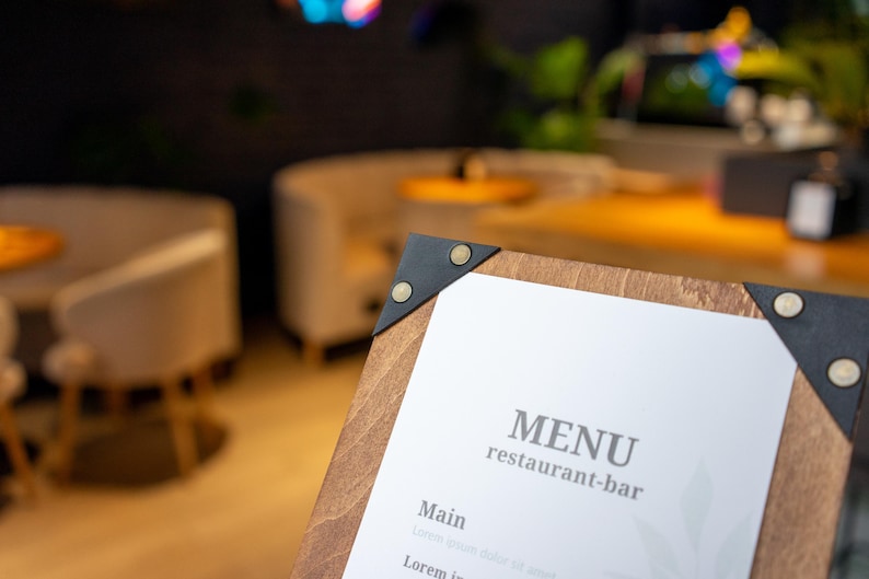 Bar Wooden Menu Board, Table Menu Holder Sign, Custom Restaurant ...