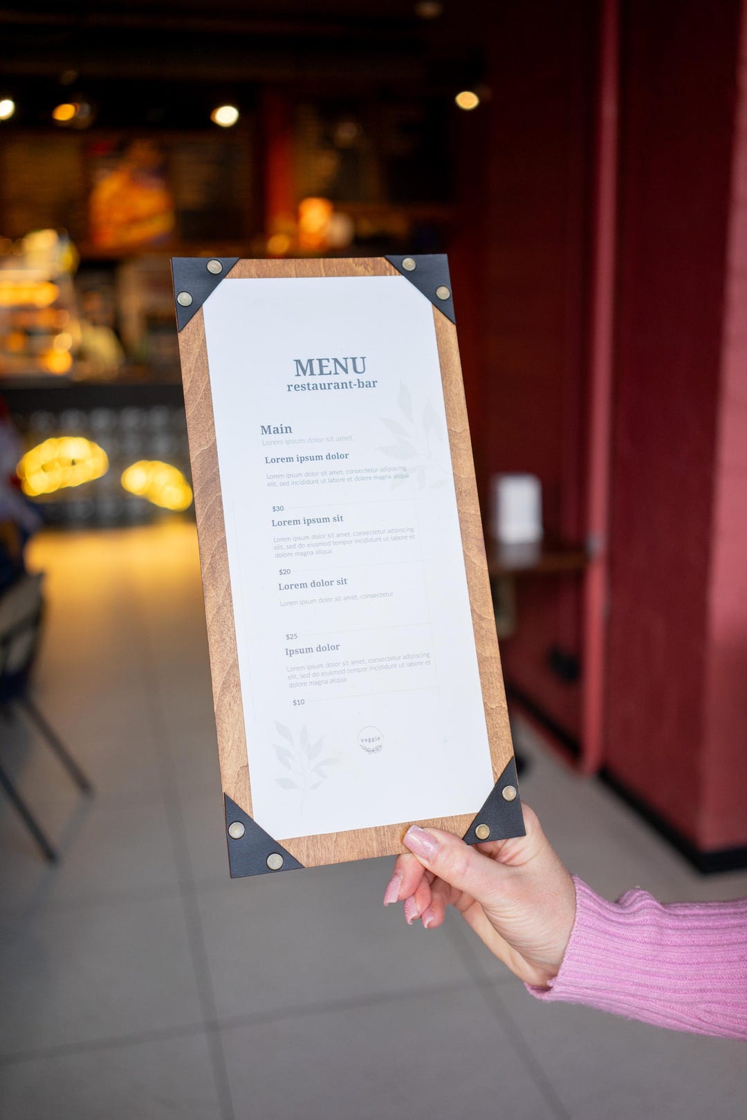 Wooden Menu Holder With Leather Corners – Rustic Restaurant Menu Cover ...