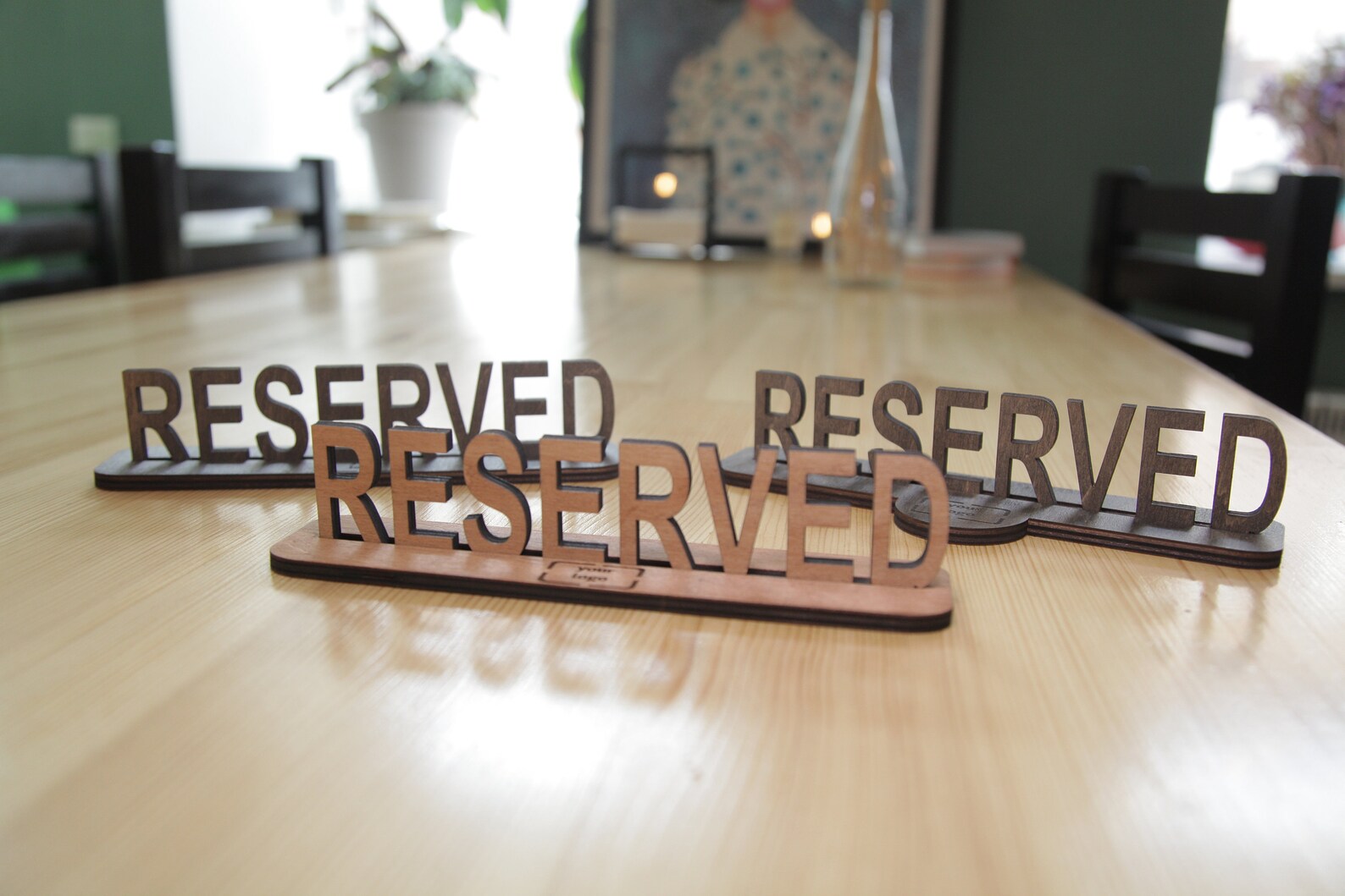 Wood Reserved Table Sign, Custom Seat or Chair Tag, Minimalist Wooden ...