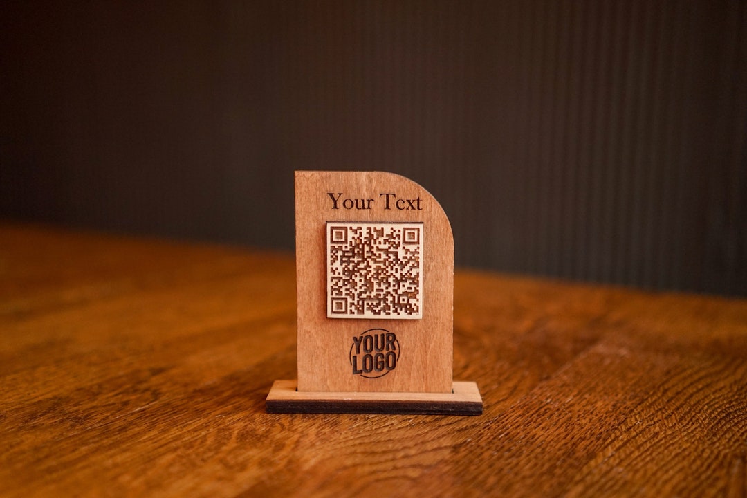 Personalized Wooden QR Code Sign With Your Custom Text and Business ...
