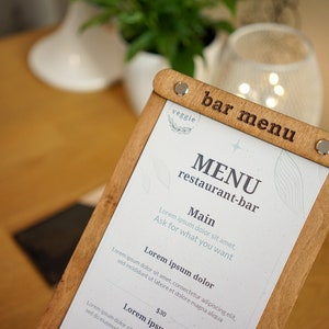 Wooden Menu Board Table Menu Holder, Solid Wood Menu Cover for ...