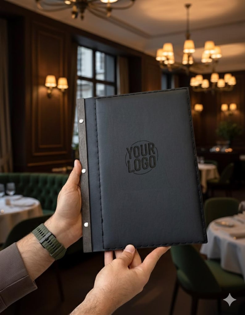 Leather Engraved Menu Cover, Restaurant Menu Boardfolder, Handmade Menu ...