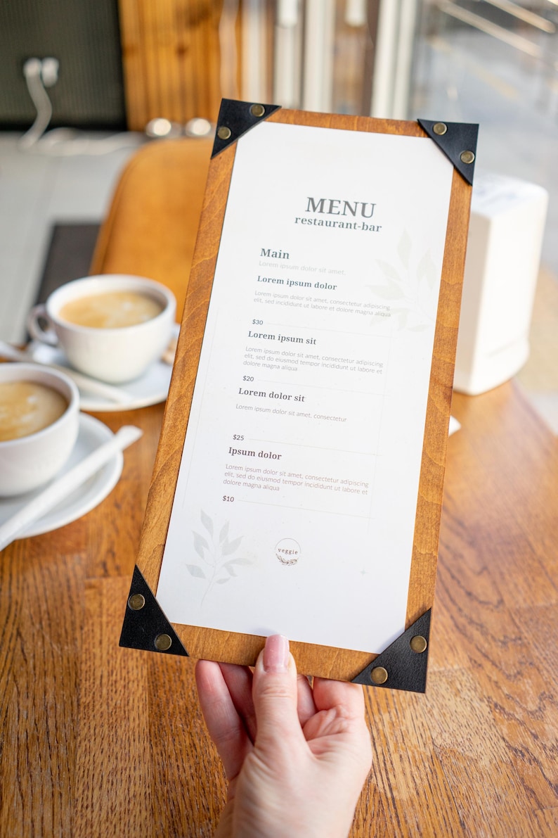 Bar Wooden Menu Board, Table Menu Holder Sign, Custom Restaurant ...