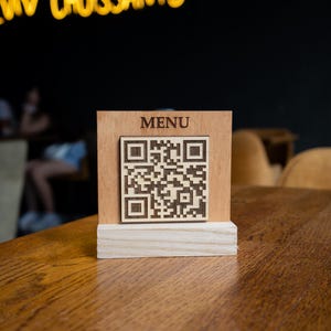 QR Code Menu, QR Code Menu Sign, Wooden Qr Cod Sign - Etsy
